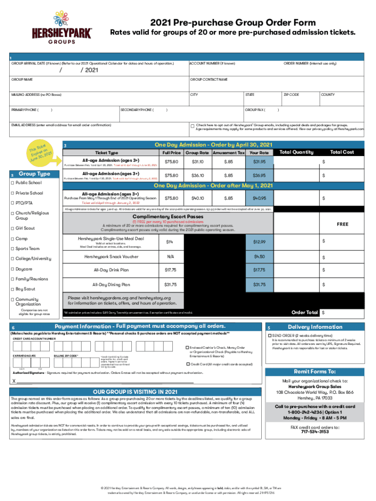 Fillable Online 2021 Pre-purchase Group Order Form Fax Email Print - pdfFiller