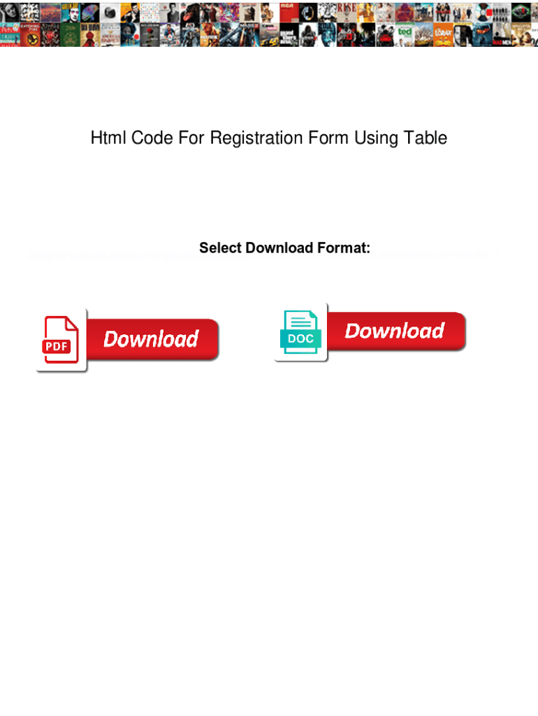 Fillable Online Html Code For Registration Form Using Table versioon ...