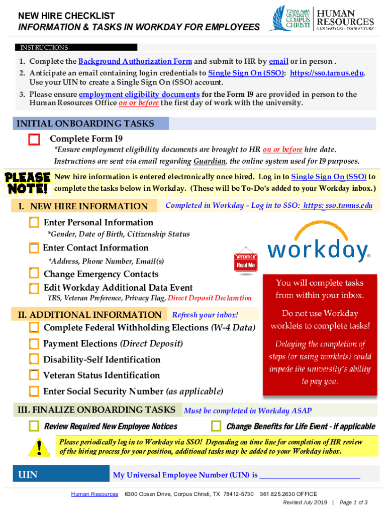 Fillable Online Employment Authorization Checklist - Human Resources ...