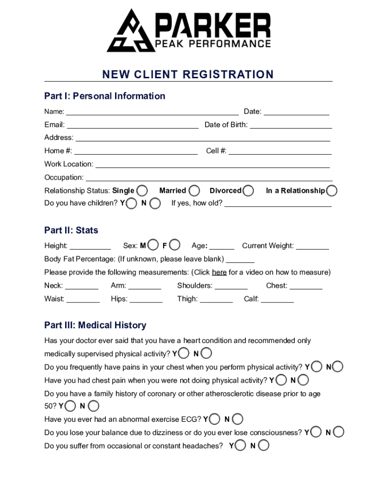 Fillable Online Fitness Intake Form Fax Email Print - pdfFiller