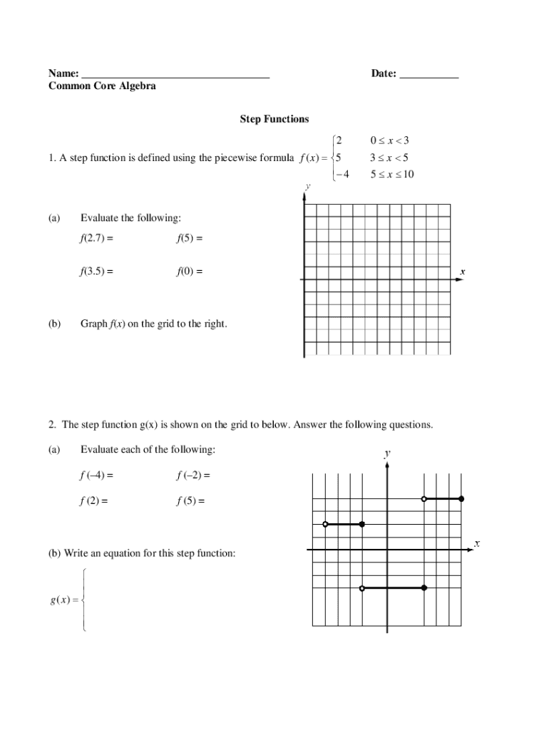 Step Functions Worksheet With Answers Pdf Fill Online Printable