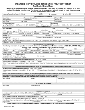 Fillable Online (STIRT) Residential Referral Form Fax Email Print ...