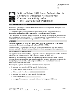Fillable Online Notice of Change to an Authorization for ... - tceq ...