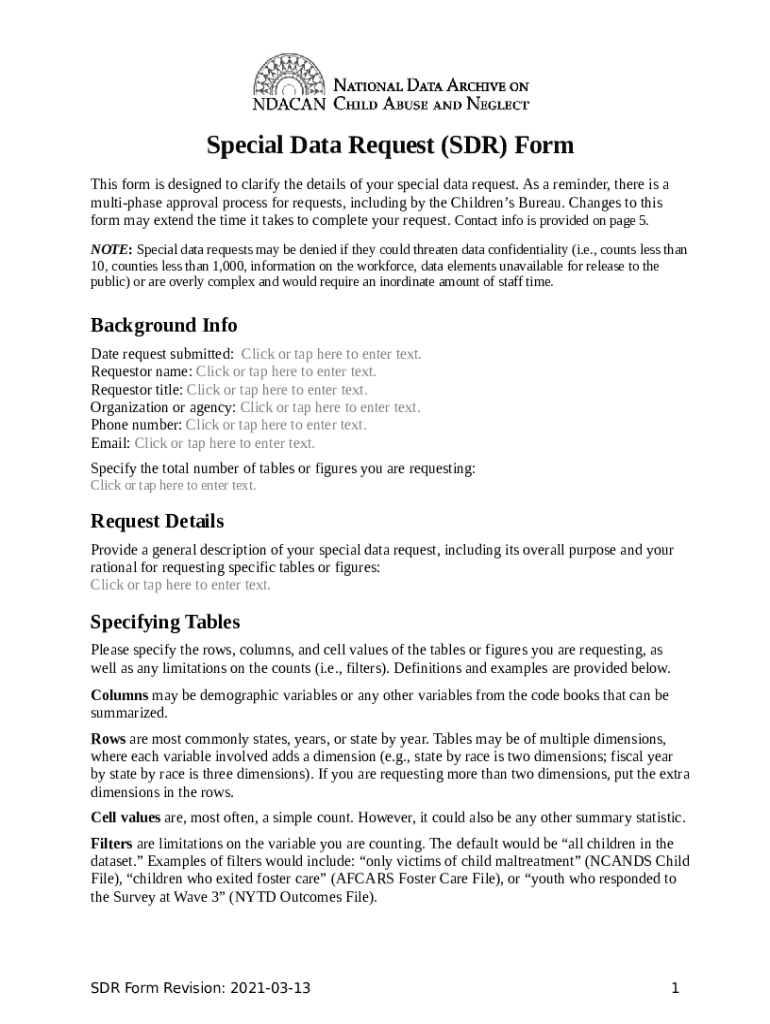 Special Data Request (SDR) . Special Data Request (SDR) Doc Template ...