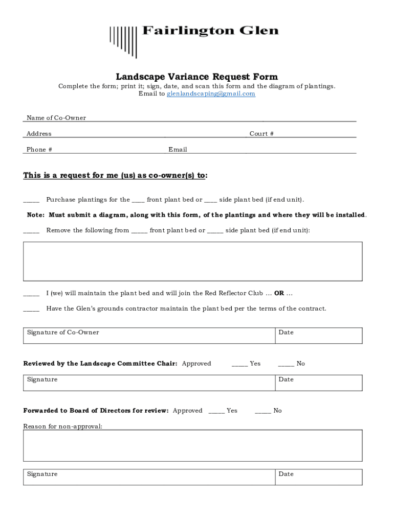 Fillable Online Fill - Free fillable Variance Request PDF form Fax ...