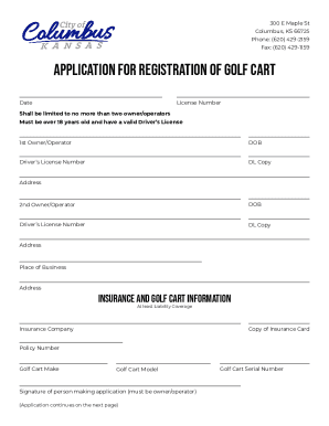 Fillable Online Completed Golf Cart Registration Form Fax Email Print ...
