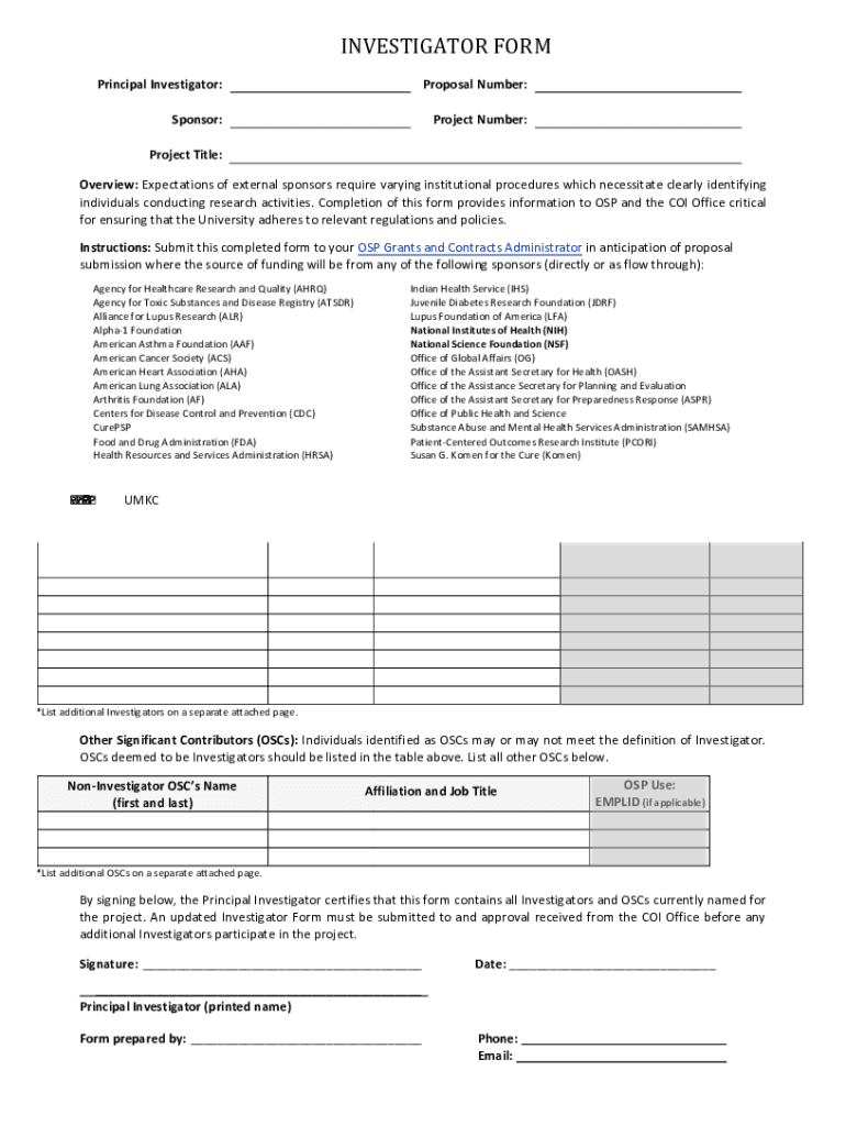 Fillable Online med umkc INVESTIGATOR FORM Marked set by carmackcm Fax ...