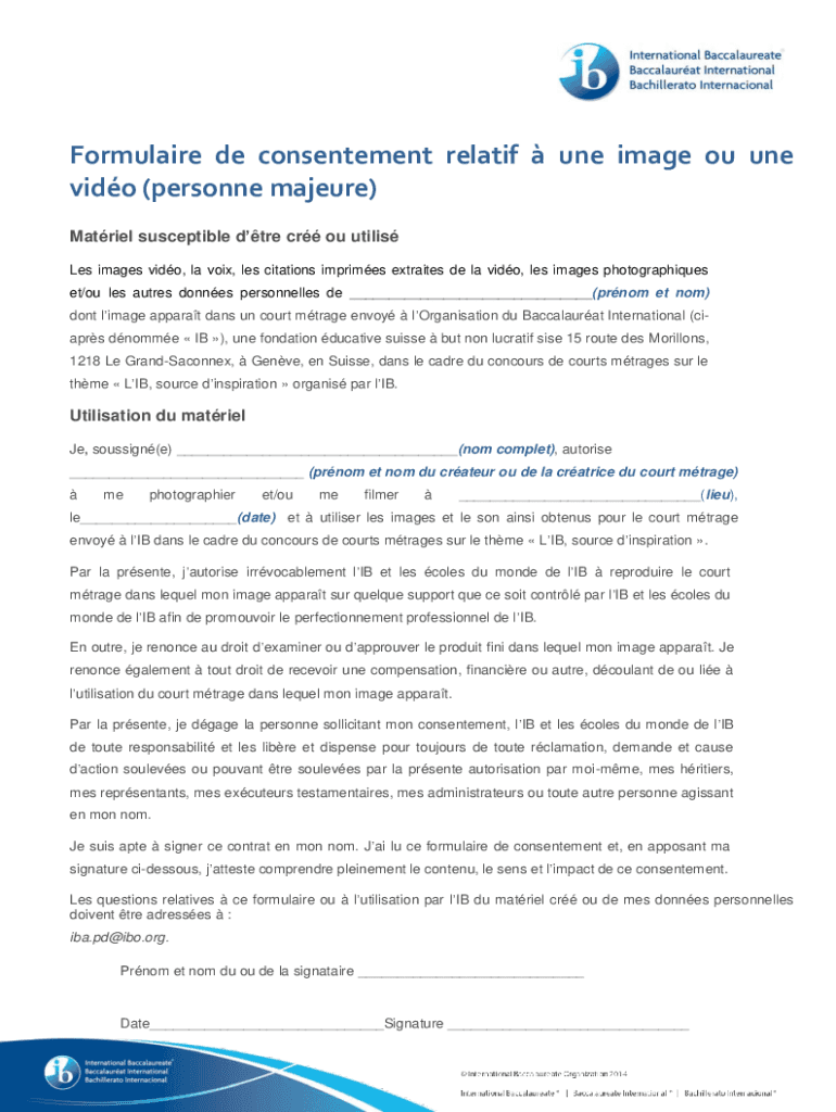 Remplissable En Ligne Formulaire de consentement pour la publication de ...