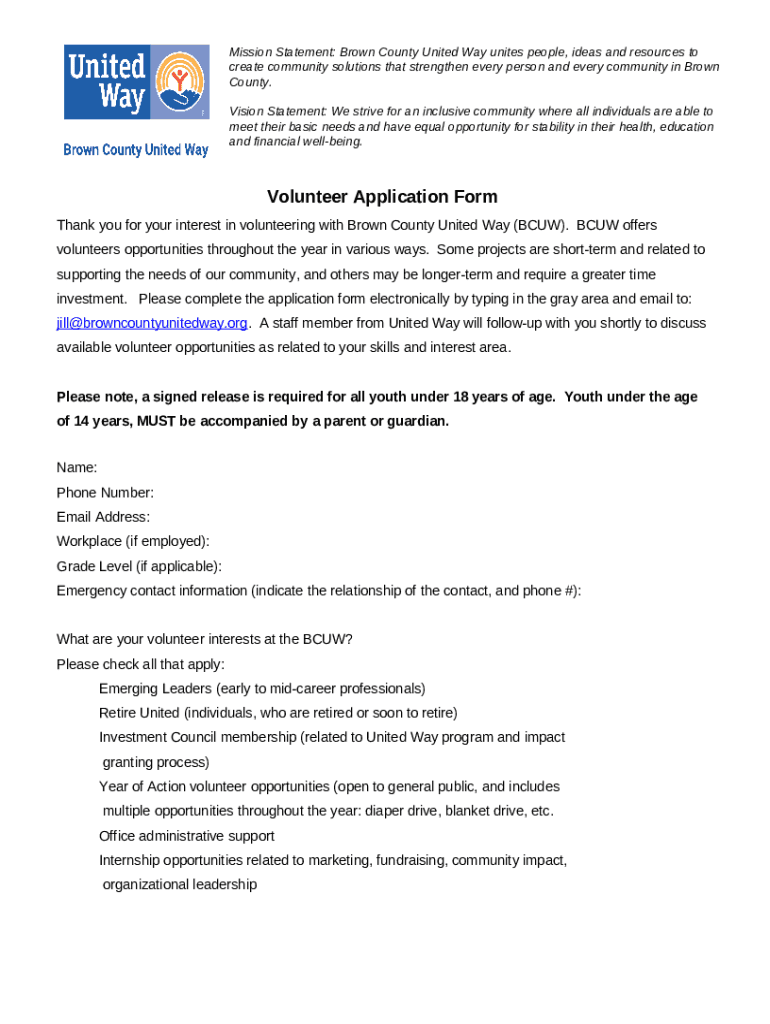 Volunteer Application for Non-Profit Template ...Best Volunteer Thank ...