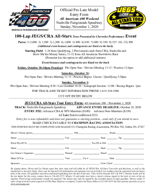 Fillable Online All American JEGS Tour Entry Form 2020.docx Fax Email ...