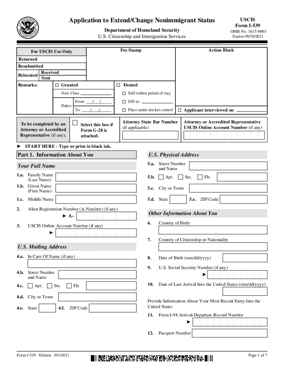 I 539 Application Processing Time Fill Online Printable Fillable Blank Uscis form i 539
