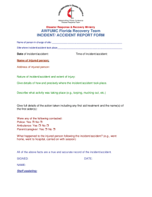 Fillable Online incident report form Disaster Resp Fax Email Print ...
