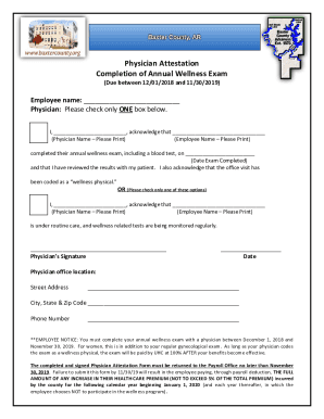 Fillable Online Physician Attestation - Wellness Exam - Revised For ...