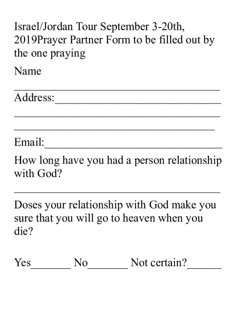 Fillable Online Prayer Partner 'Form CCIT 201 9 Fax Email Print - pdfFiller