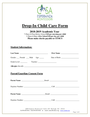 Fillable Online Drop-In Child Care Form Fax Email Print - pdfFiller