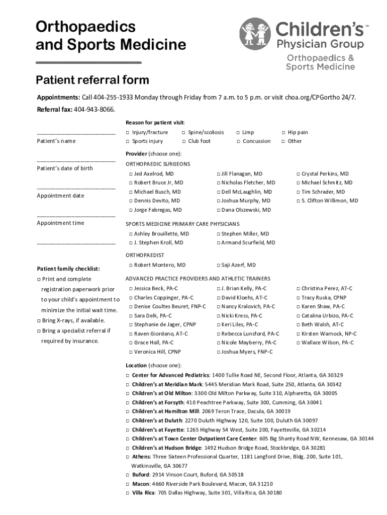 Fillable Online Request an AppointmentAdvanced Center for Orthopedics ...