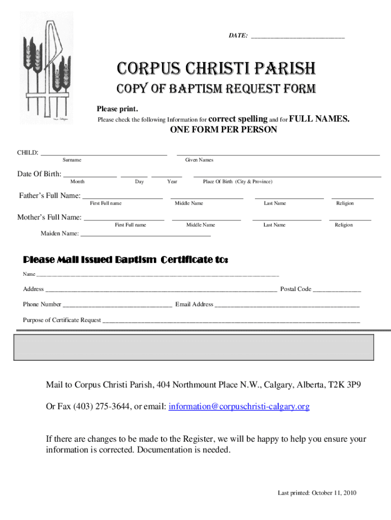 Fillable Online Corpus Christi Catholic School - cccschambersburg.org Fax Email Print - pdfFiller