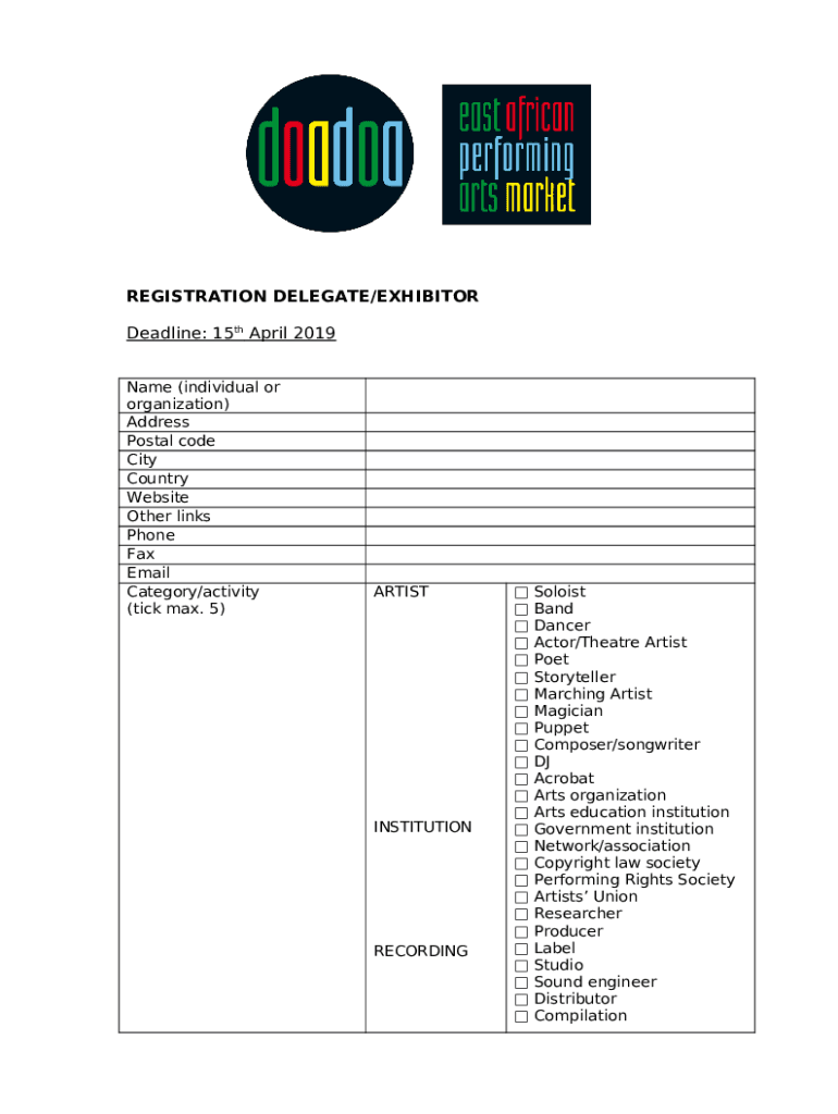 REGISTRATION DELEGATE/EXHIBITOR Doc Template | pdfFiller