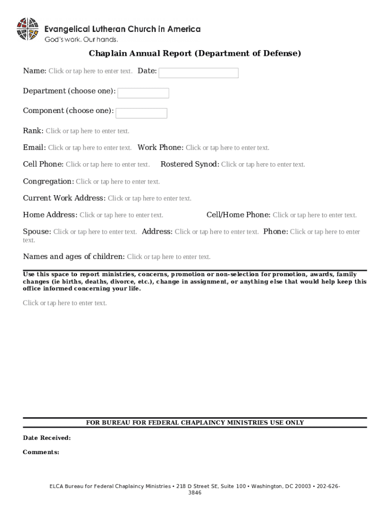 Chaplain Report - Dept of Defense () Doc Template | pdfFiller