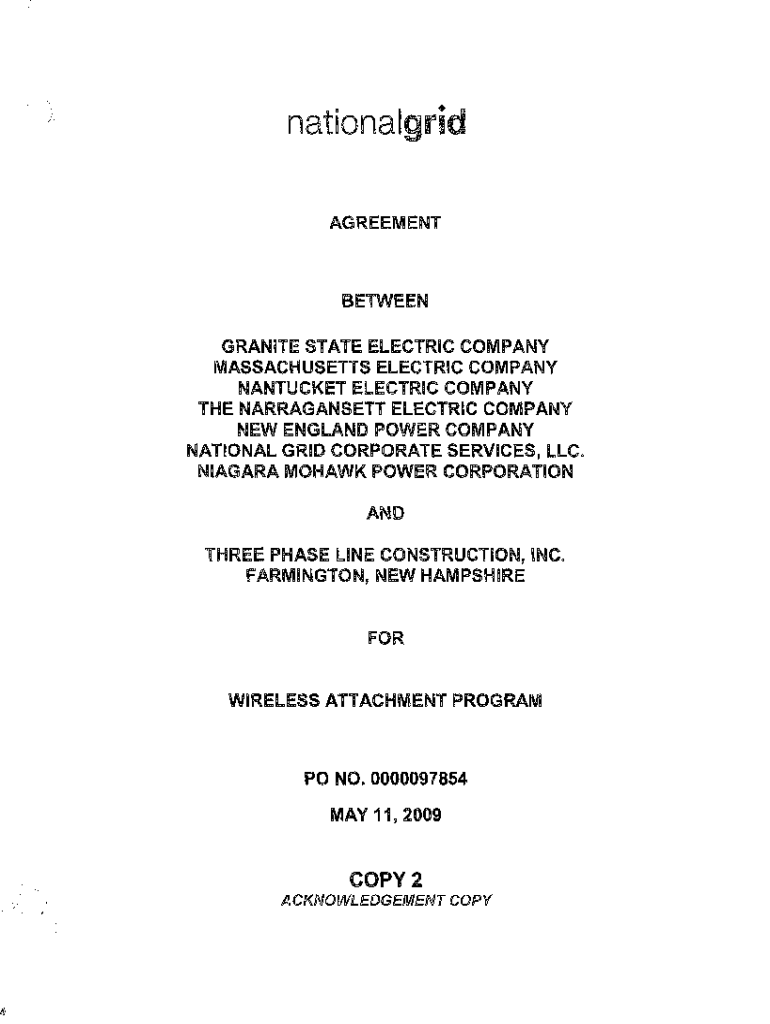 Fillable Online NATIONAL GRID AGREEMENT NATIONAL GRID CORPORATE SERVICES LLC ... Fax Email Print ...