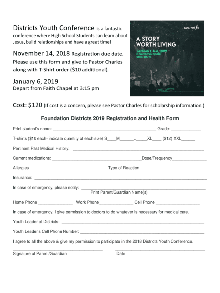 Fillable Online About the Districts Youth ConferenceDistricts Youth ...