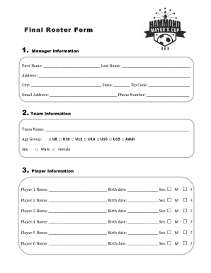 Fillable Online 2016 Final Roster Form.docx Fax Email Print - pdfFiller