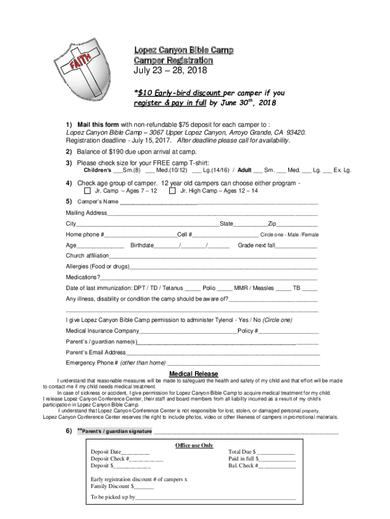 Fillable Online lopez canyon bible camp Fax Email Print - pdfFiller