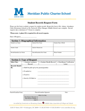 Fillable Online Student Records Request Form Section 1: Biographical ...