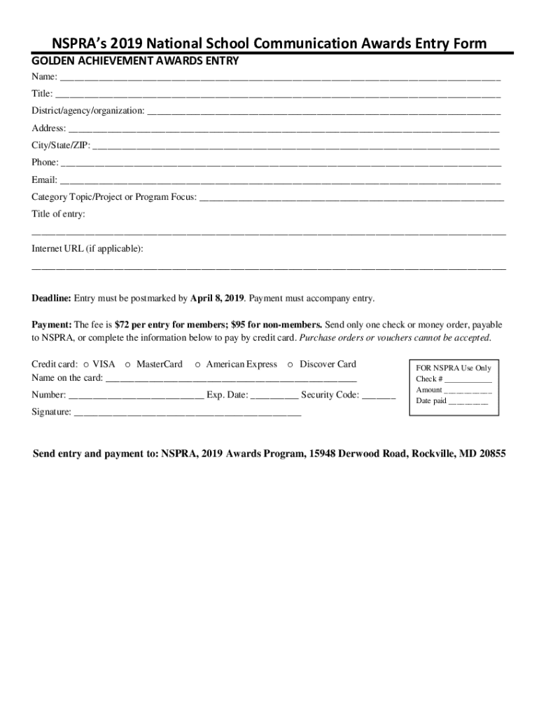 Fillable Online Outstanding Communications Awards Nomination Form Fax ...