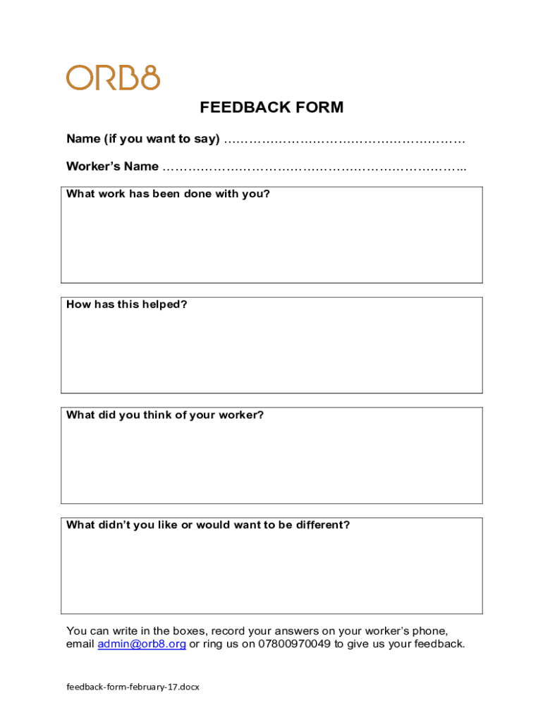 Fillable Online 7 Samples of Feedback Forms for Customers That Actually ...