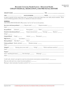 Fillable Online CHILDS MEDICAL, MEDICATION, AND PRENATAL HISTORY Fax ...