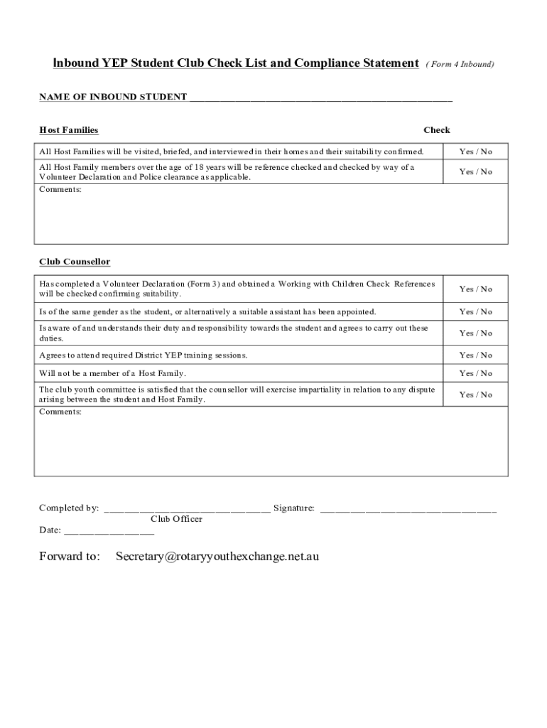 Fillable Online *Inbound Student Request for Visit by Family - South ...