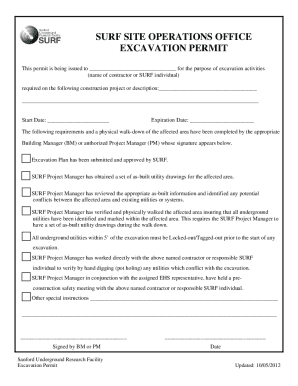 Fillable Online Free Excavation Permit template (better than word and ...