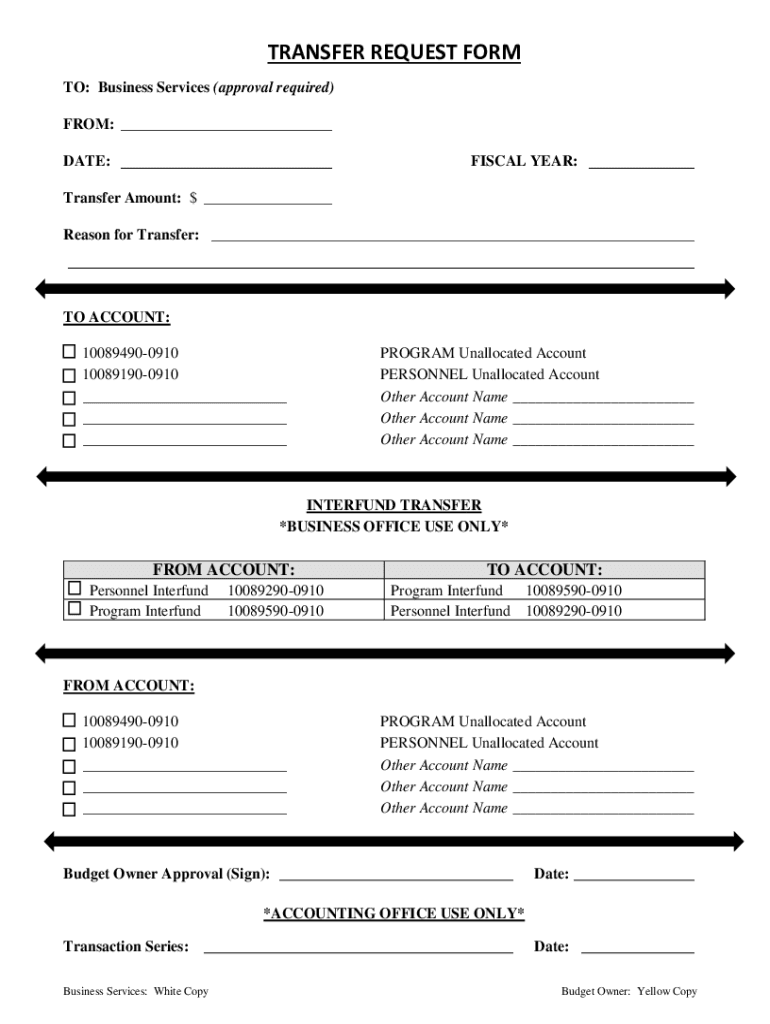 Fillable Online Processing a Department Transfer RequestOffice of the ...