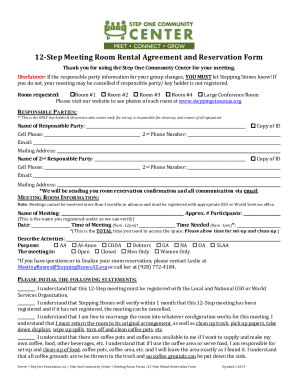 Fillable Online PDF Meeting Room Rental Agreement and Reservation ...