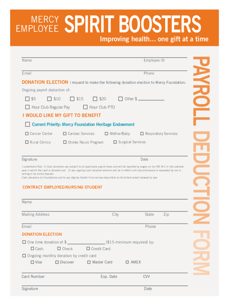 Fillable Online EMPLOYEE SPIRIT BOOSTERS - Mercy Medical Center Merced ...