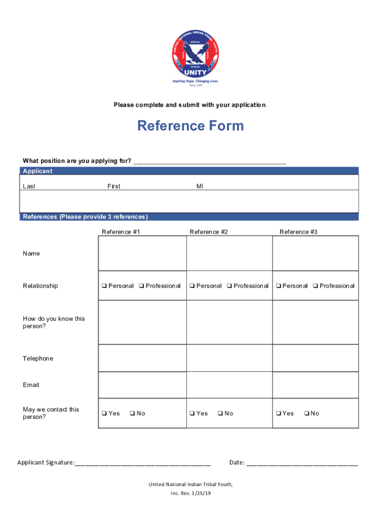 Fillable Online How to Provide References With a Job Application - The ...