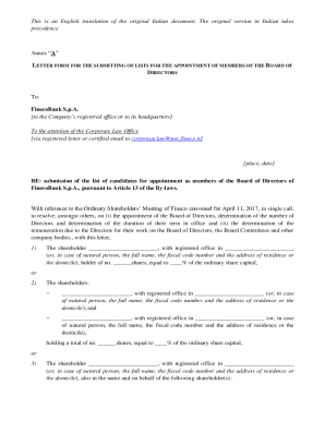 Fillable Online Annex A1 LETTER FORM FOR THE SUBMITTING OF LISTS FOR ...