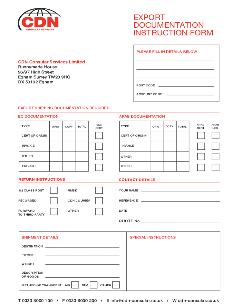 Fillable Online healthcare documentation instruction form - CDN ...