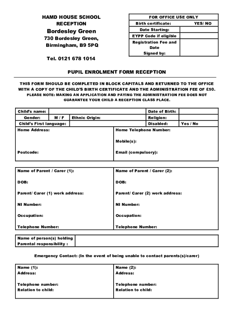 Fillable Online For office use only - Hamd House Fax Email Print ...
