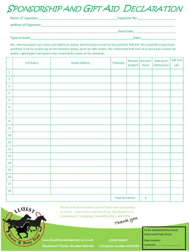Fillable Online Schedule spreadsheet to claim back tax on Gift Aid ...