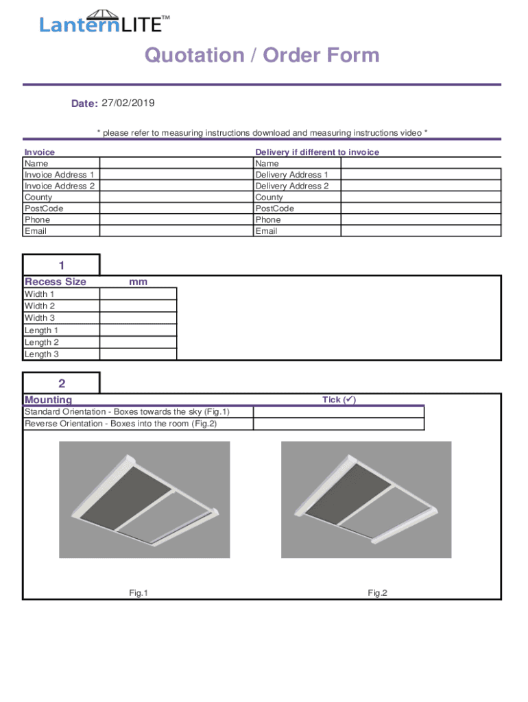 Fillable Online ZIP Roller Blind Quotation / Order Form - Skylight ...