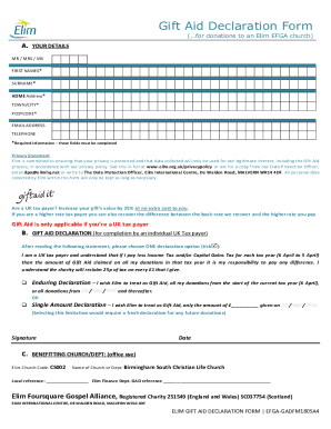 Fillable Online Charities and CASC: Gift Aid declaration forms for a ...