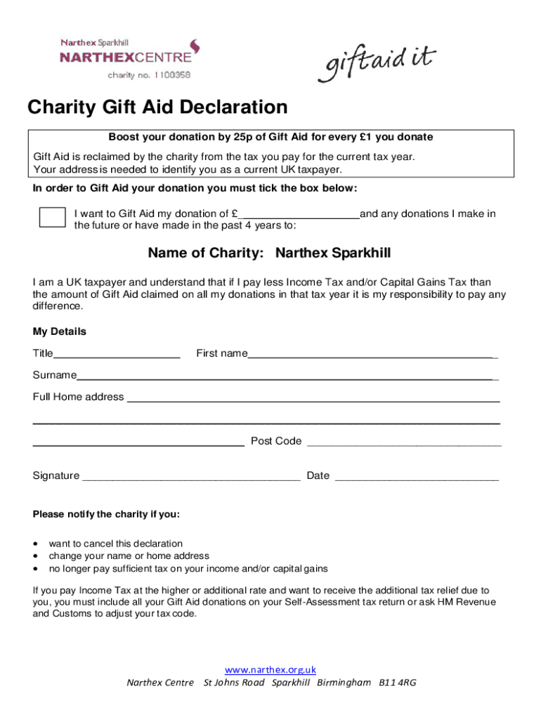 Fillable Online PDF Charity Gift Aid Declaration multiple donation ...