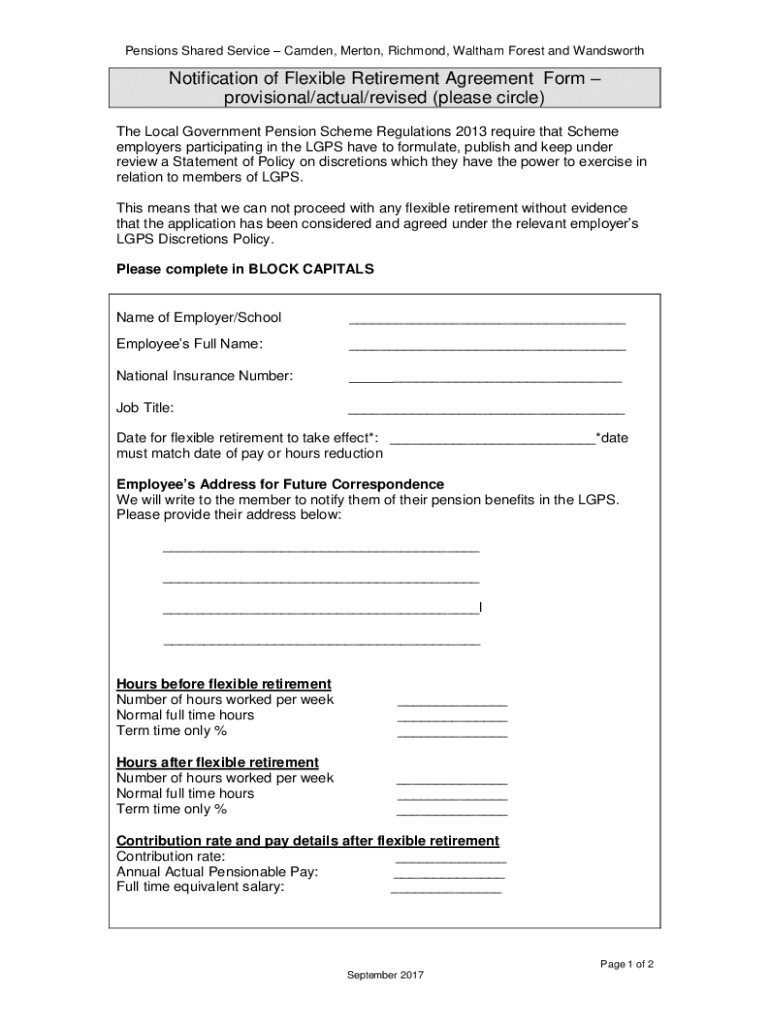 Fillable Online Pensions Shared Service Retirement estimate request ...