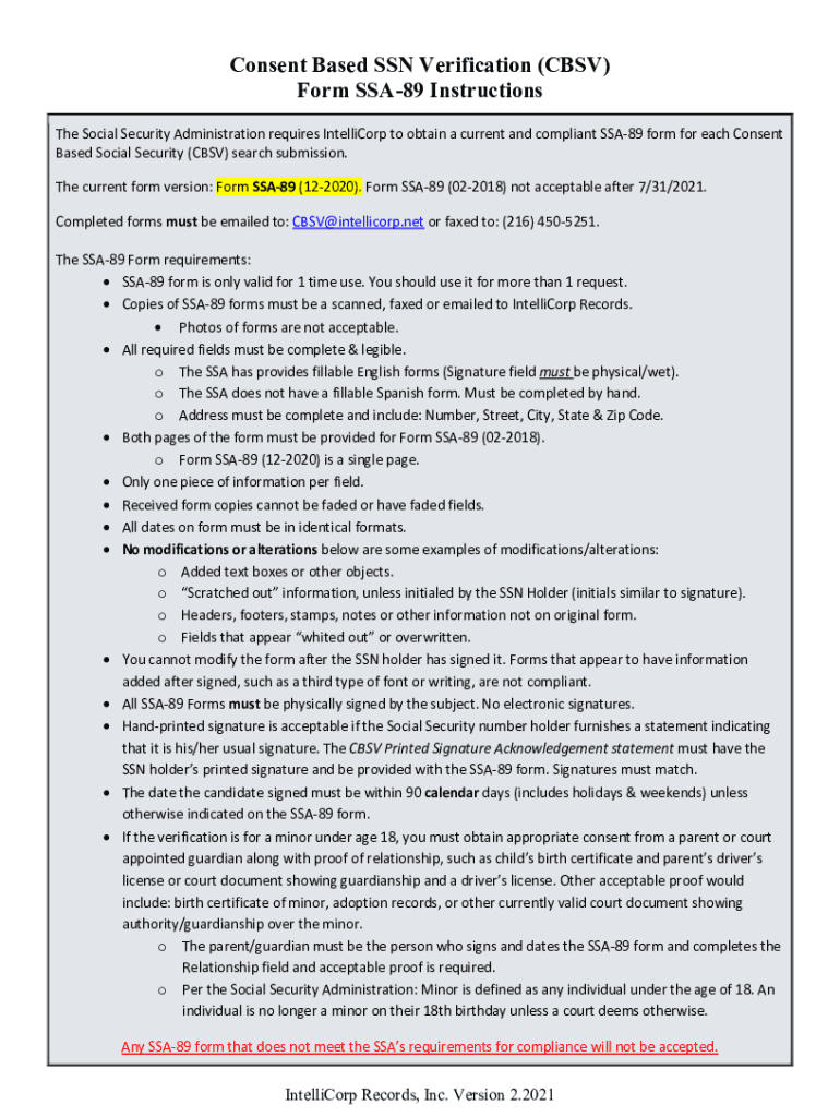 Fillable Online ReferenceReferenceSocial Security Form SSA-89: What it ...