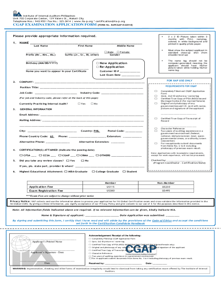 Fillable Online CIA Application Form No.iiapCIA-032612Identity Document ... Fax Email Print ...