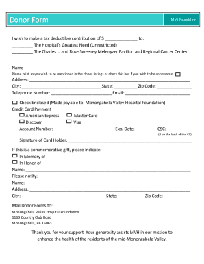 Fillable Online MVH Foundation Donor Form Fax Email Print - pdfFiller