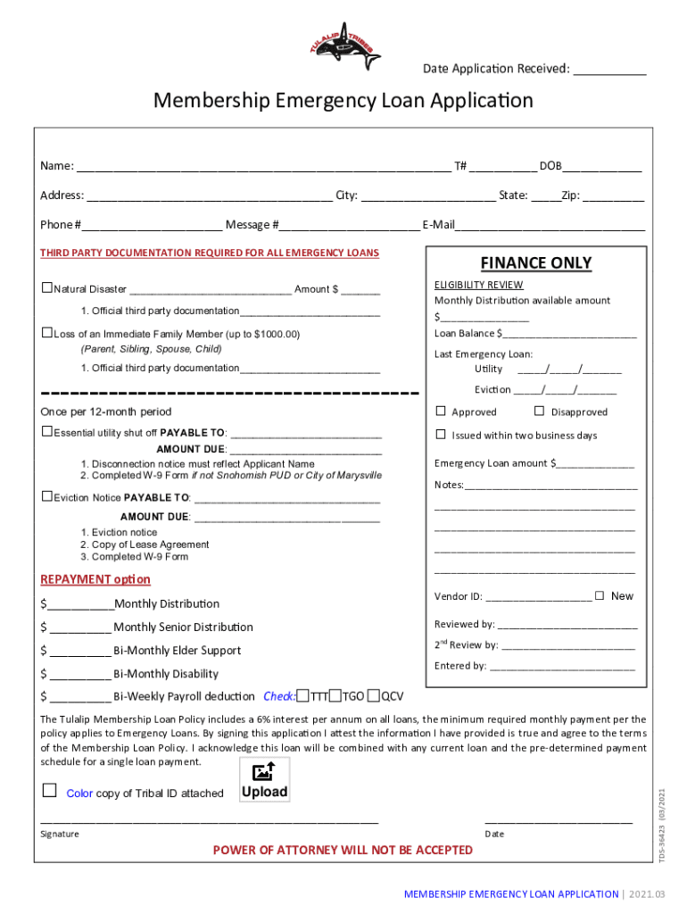 Fillable Online 35555Membership Emergency Loan Application--blank Fax ...