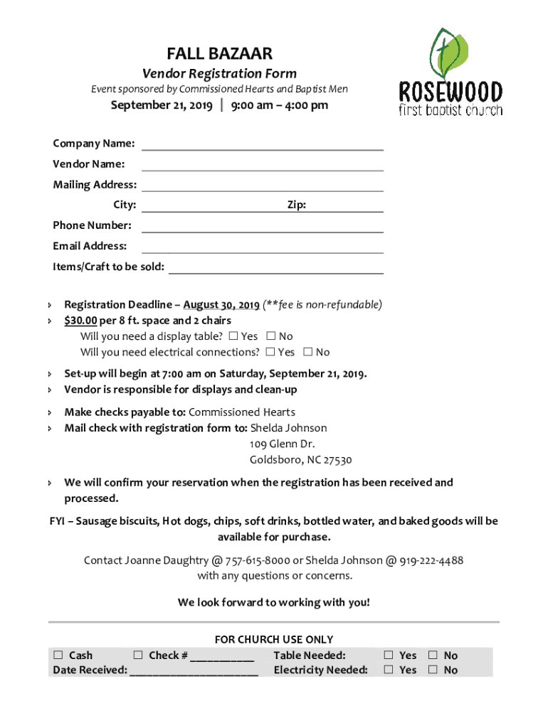 Fillable Online Vendors Booths Available for Holiday Craft Fair - First ...